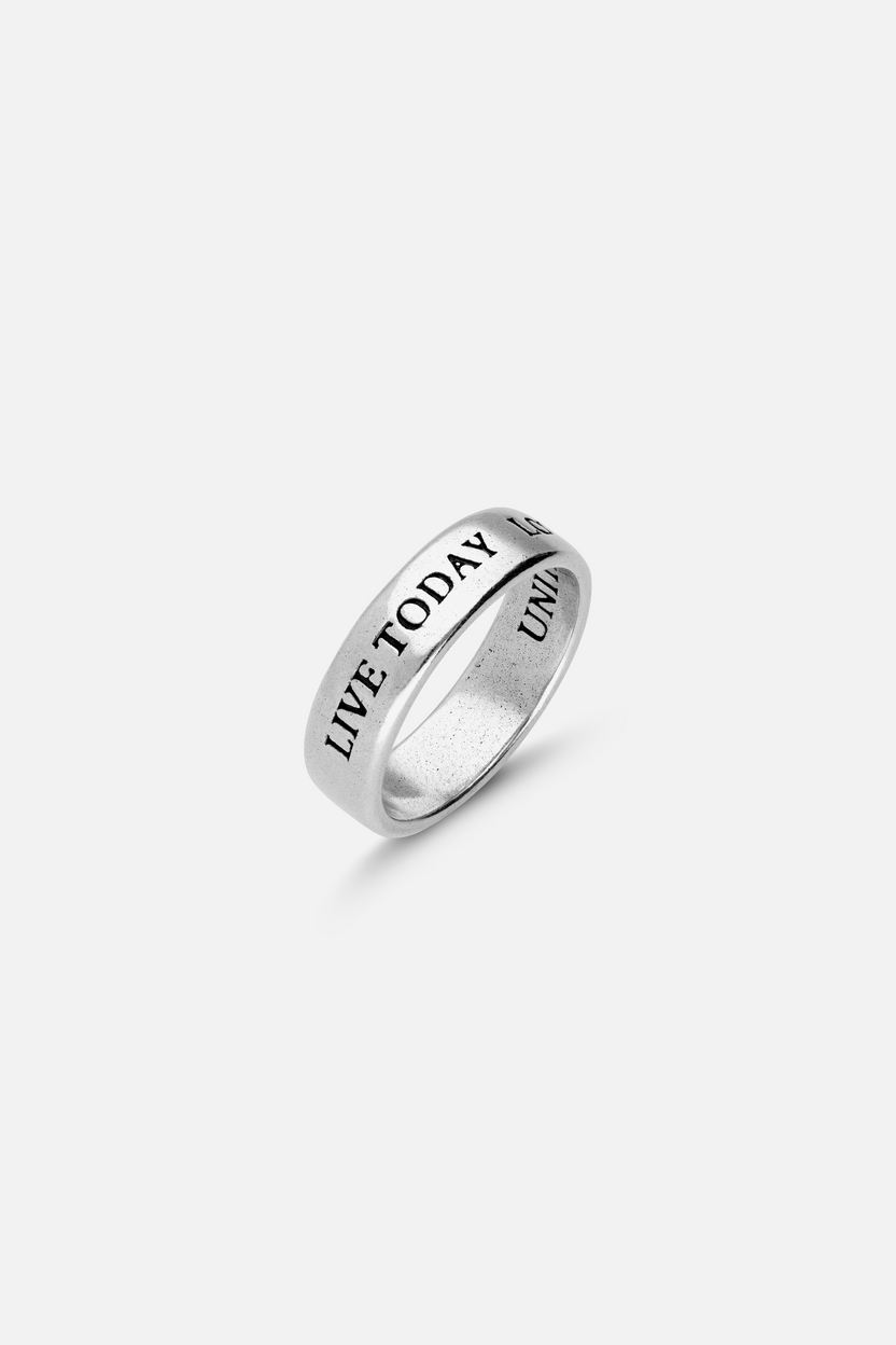 Minimal Slogan Ring Silver - Tomorrowland Store